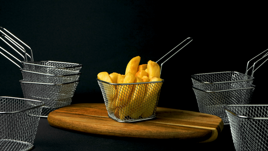 Chrome Grey Chip Baskets with Handles – volila